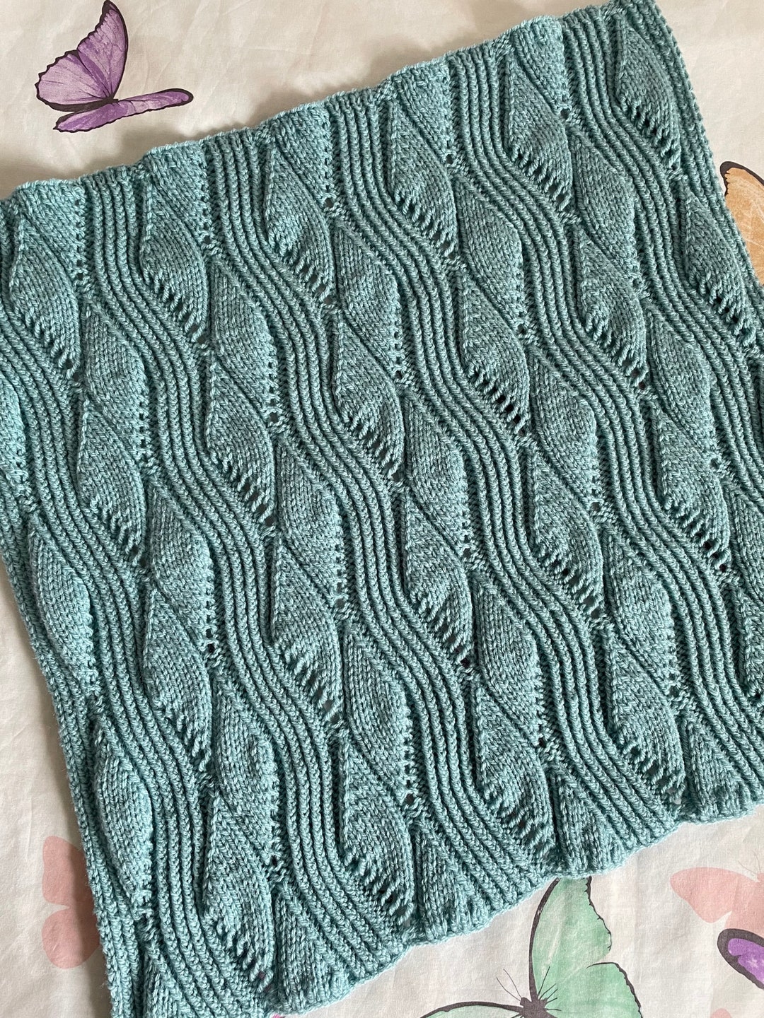 Knitting Pattern DK Baby Blanket Go With the Flow Pdf - Etsy