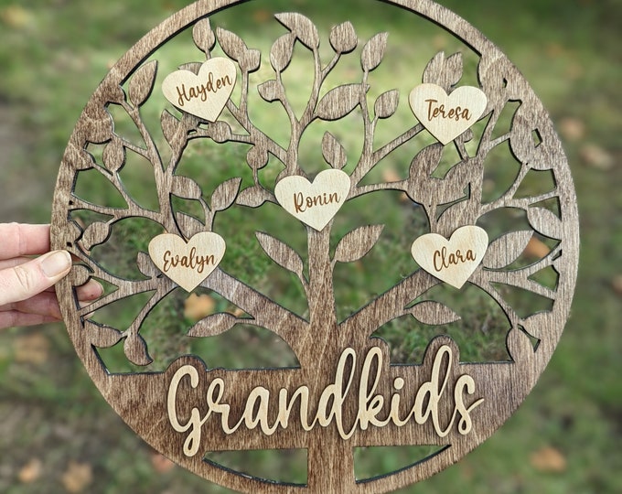 Wood Grandkids Family Tree Sign - Etsy