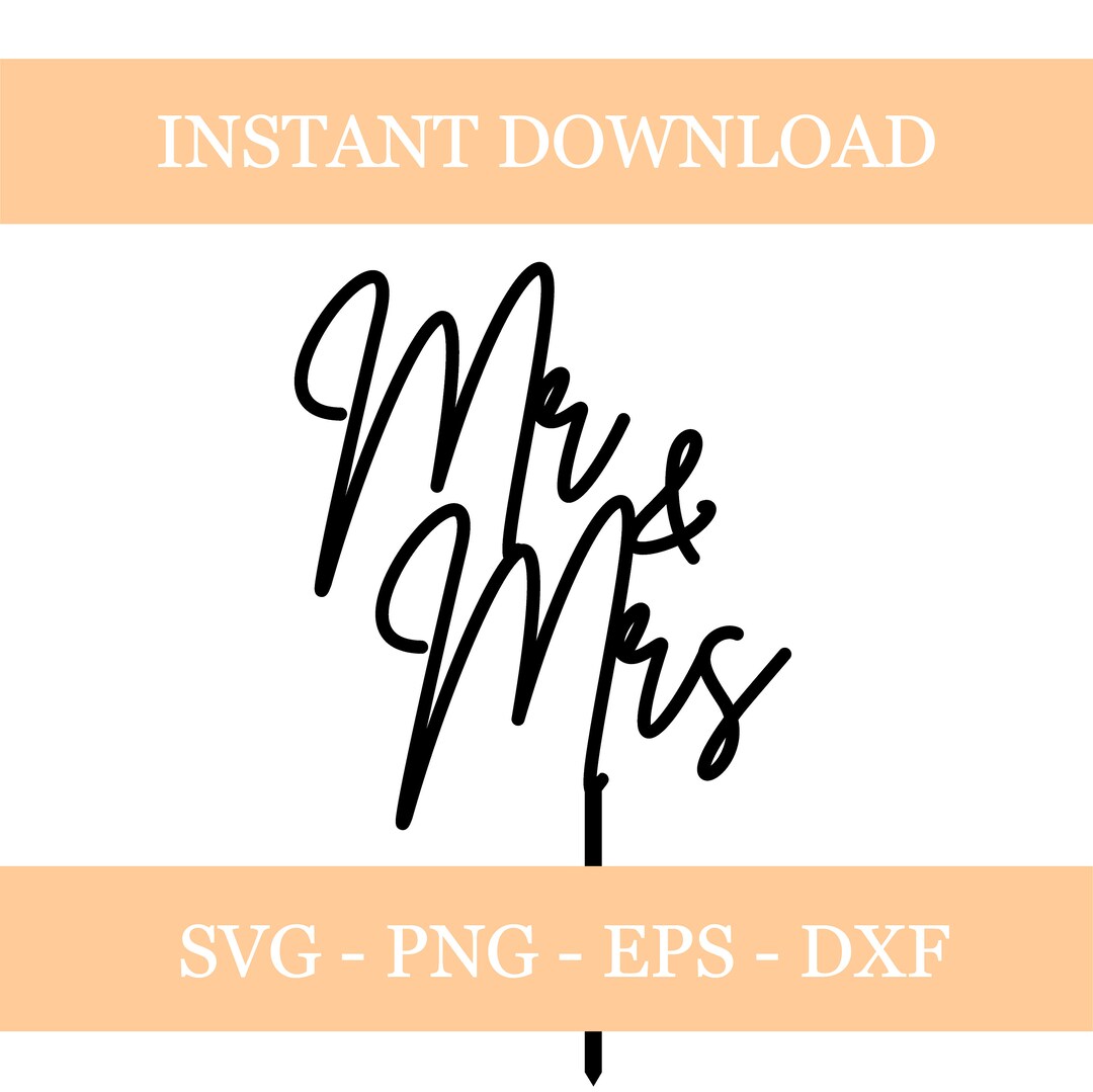 Mr & Mrs Script Cake Topper Design Cut File Eps Png Svg Dxf - Etsy