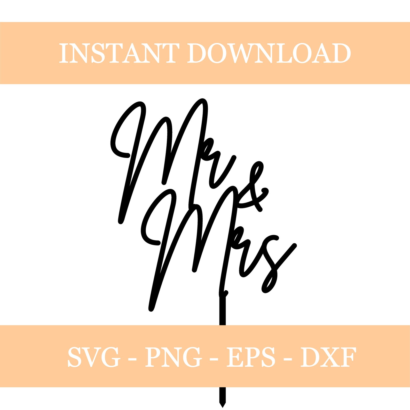 Mr & Mrs Script Cake Topper Design Cut File Eps Png Svg Dxf - Etsy