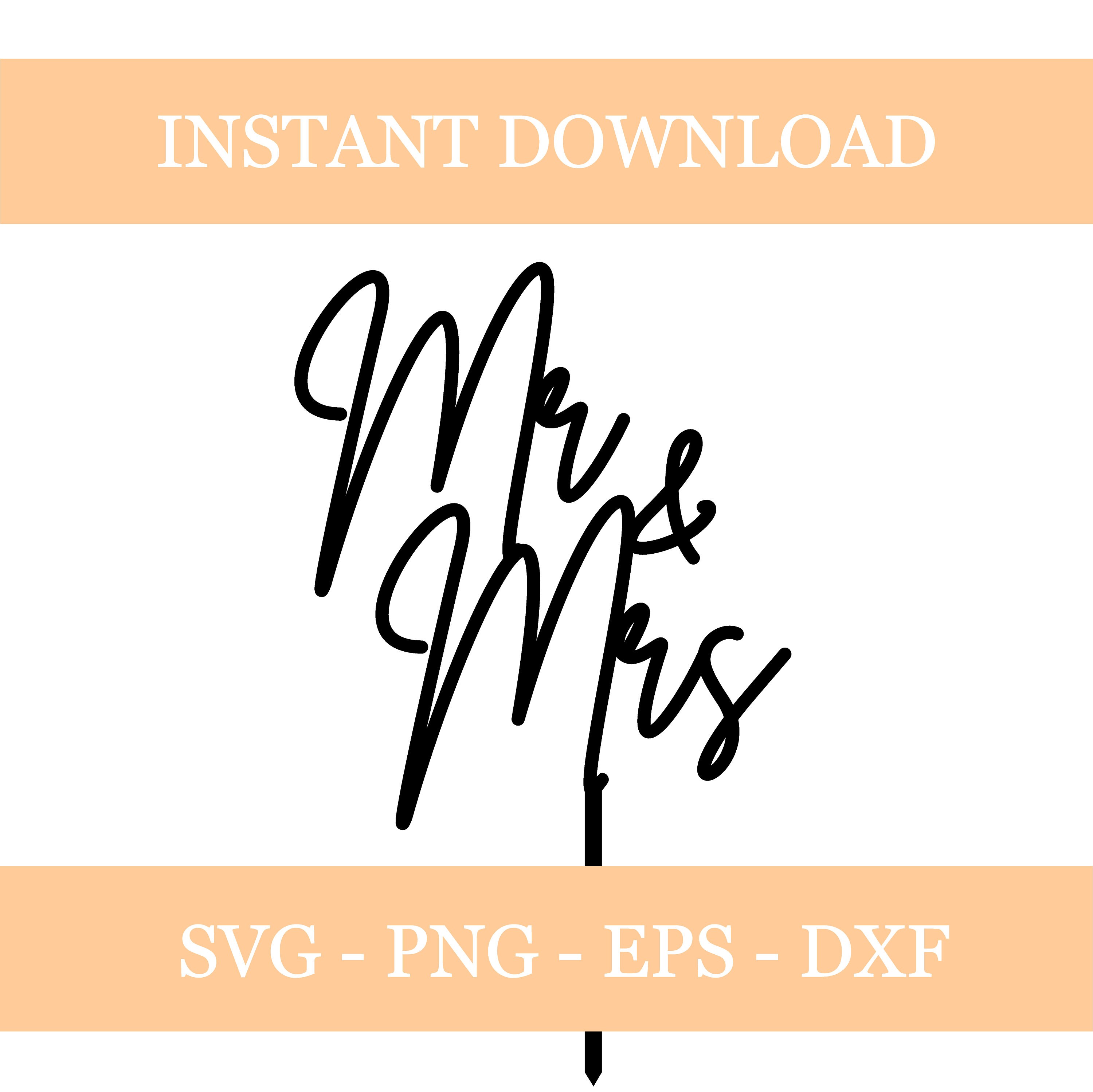Mr & Mrs Script Cake Topper Design Cut File Eps Png Svg Dxf - Etsy