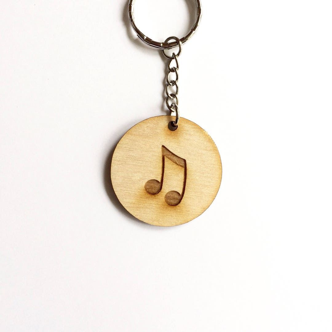 Music Note Keychain Engraved Gift With Optional Personalized Back - Etsy