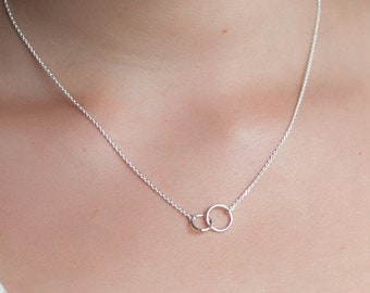 Two Entwined Tiny Circles Necklace in Sterling Silver or Gold Fill - Etsy