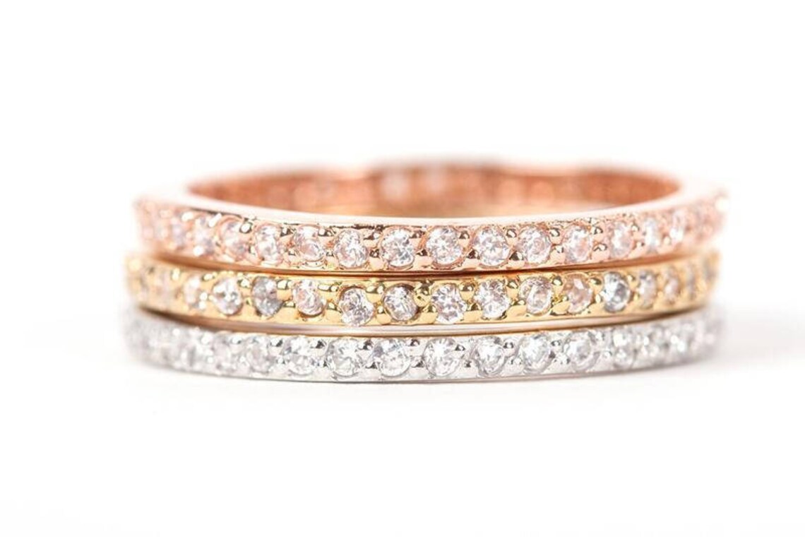Choose a Color Rose Gold Yellow Gold or Silver Stackable | Etsy