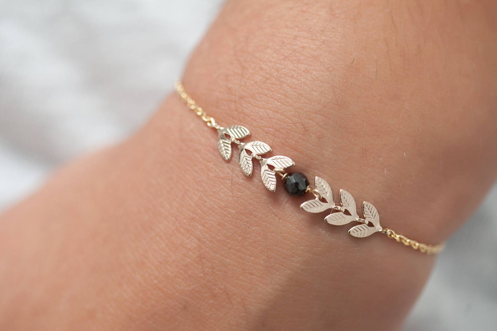 Fishbone Bracelet With Small Stone Fishbone Chain Friendship | Etsy