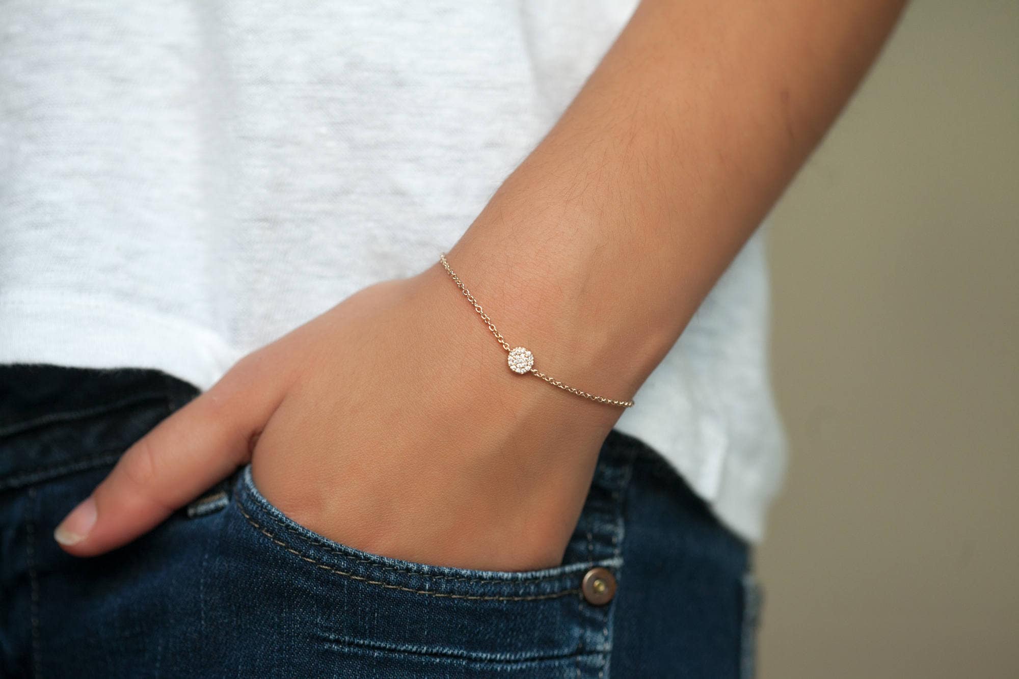 Pave Disc Bracelet. Cz Pave Disc Bracelet. Gold Filled Pave - Etsy