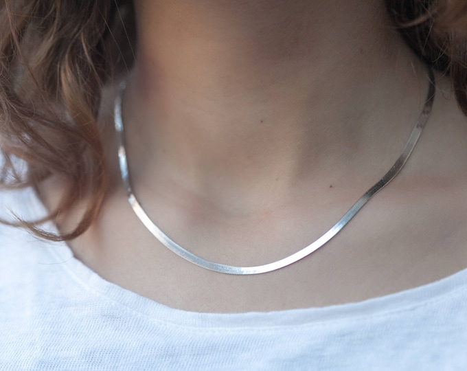 Snake Chain Necklace Sterling Silver Flat Snake Chain - Etsy