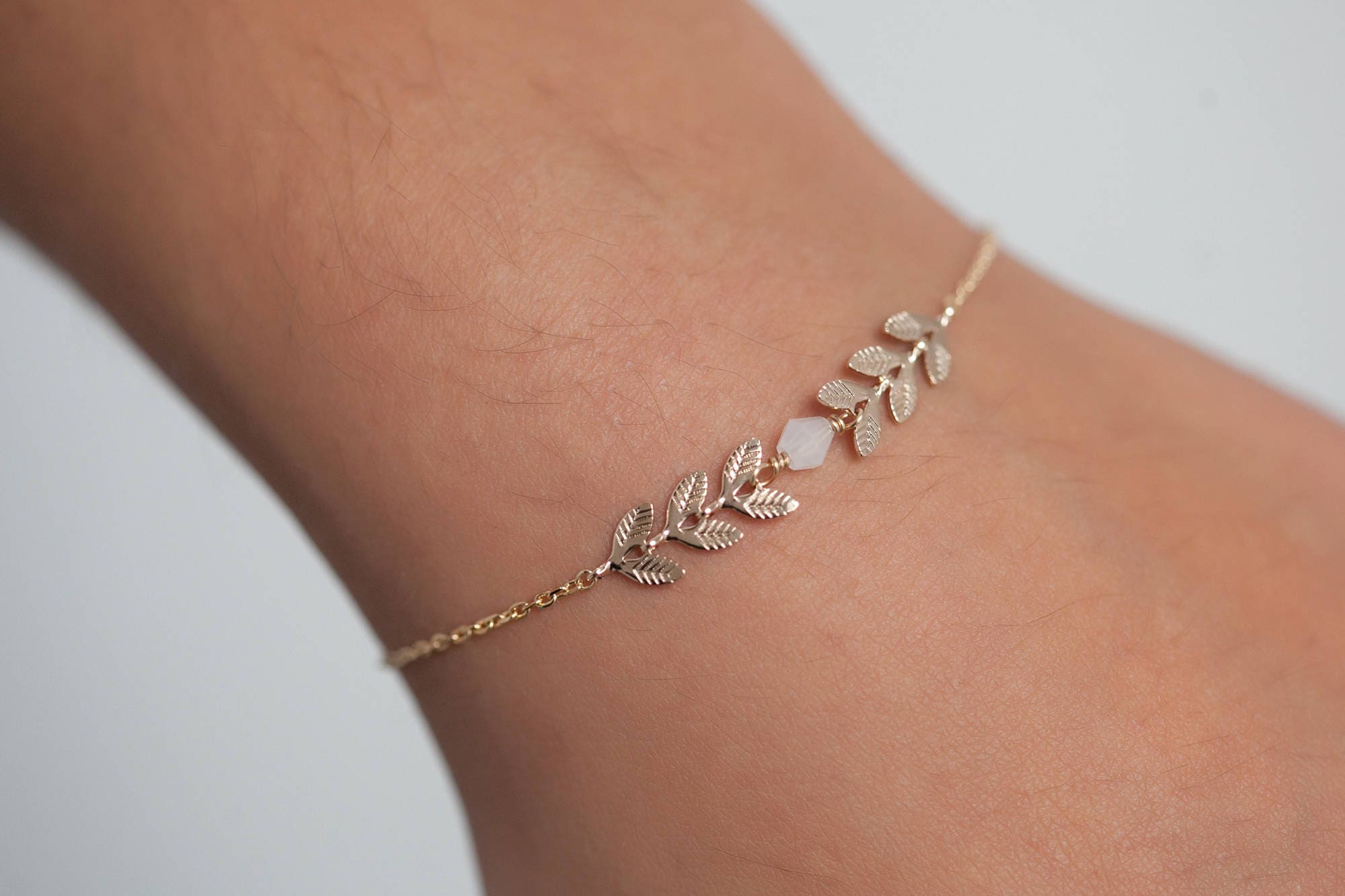 Fishbone Bracelet With Small Stone Fishbone Chain Friendship - Etsy