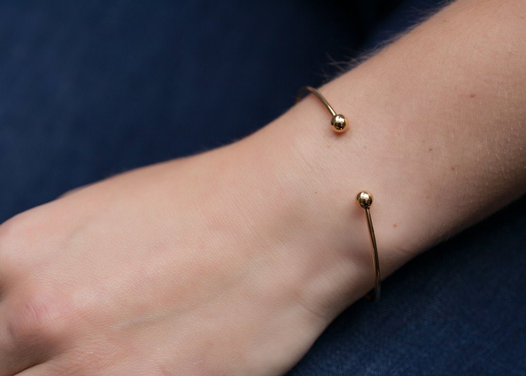 Double Ball Open Cuff Sterling Silver or Gold Fill Open - Etsy