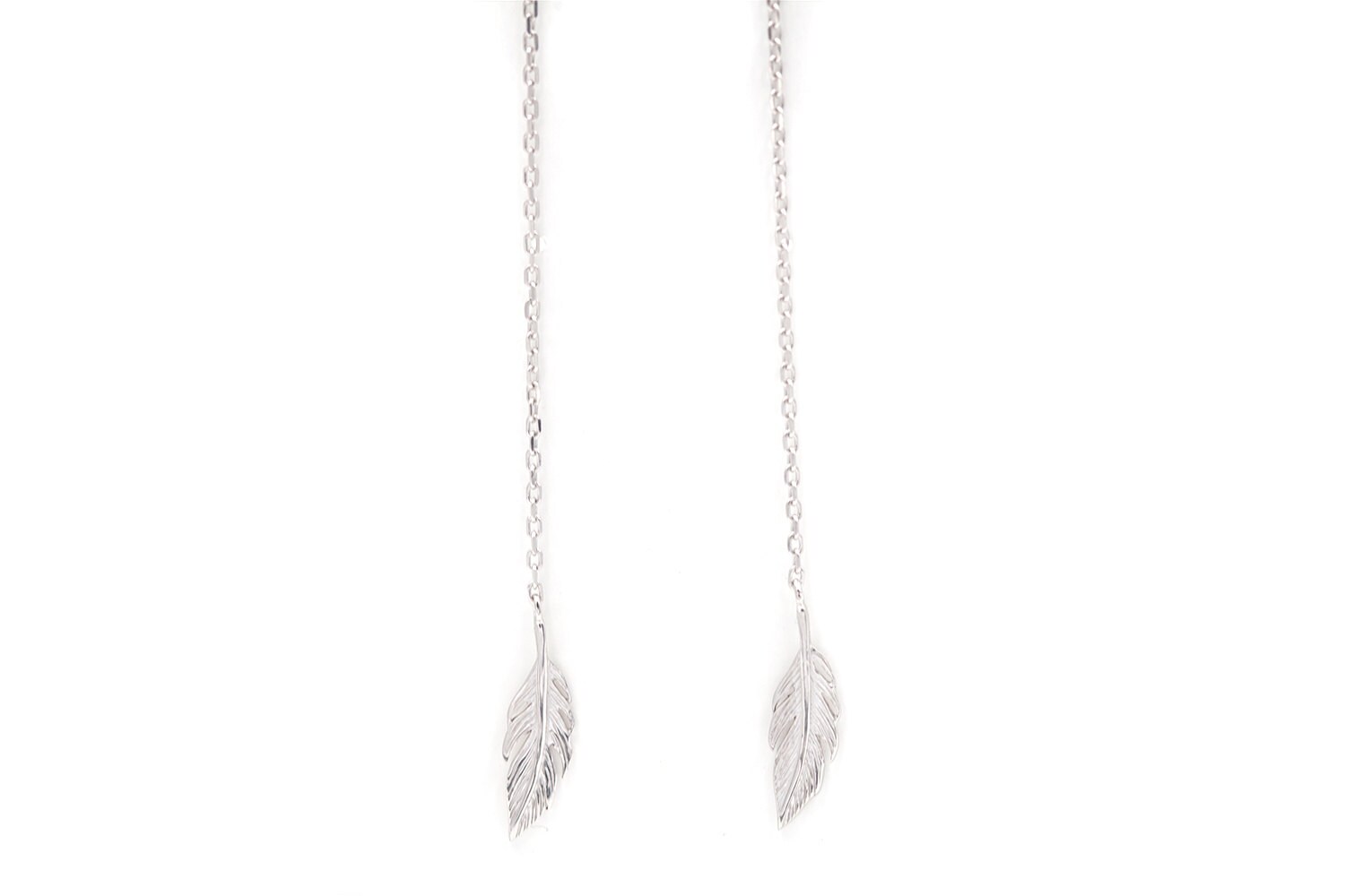 Feather Chain Earring Gold Filled or Silver Feather chain | Etsy