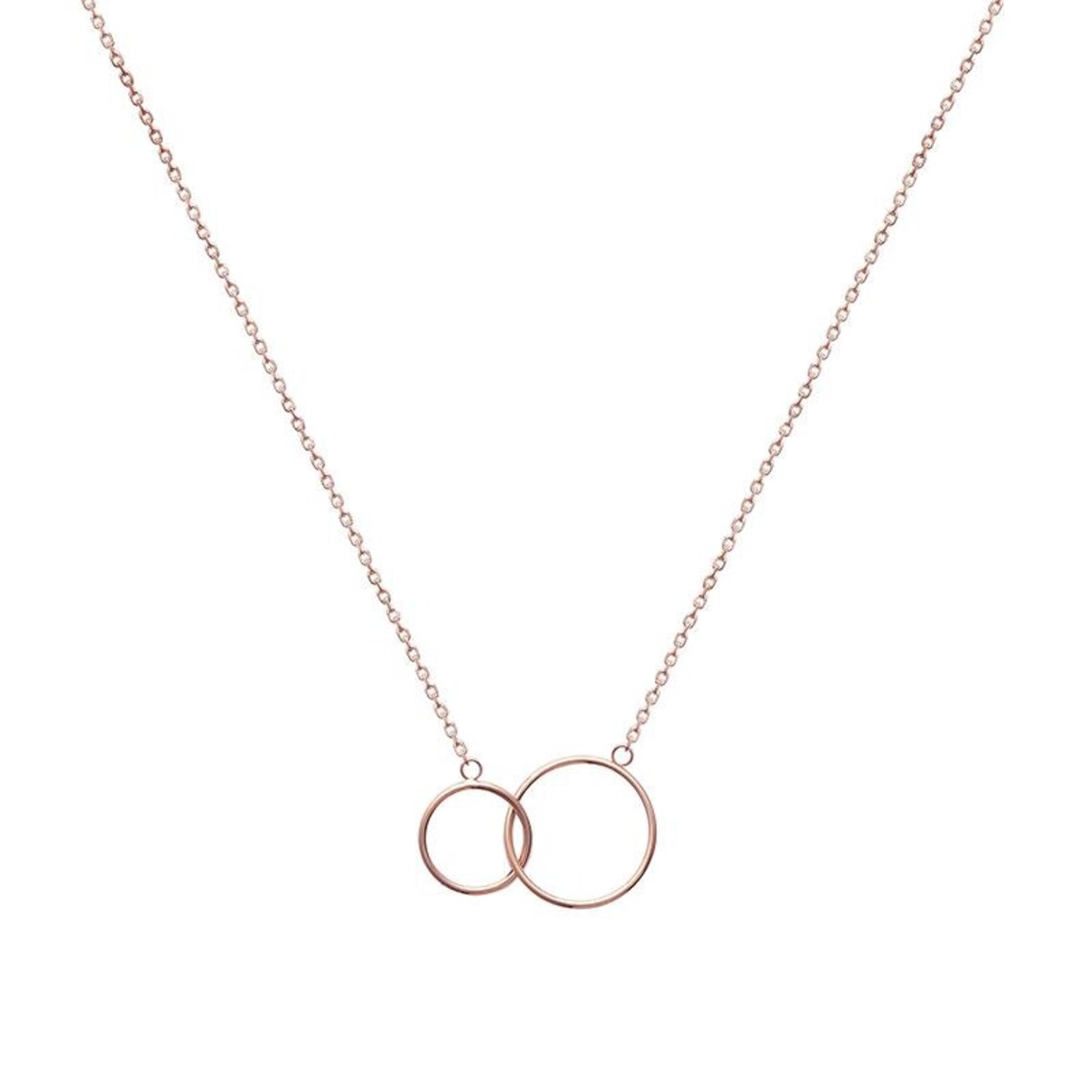 Two Entwined Tiny Circles Necklace in Sterling Silver or Gold - Etsy