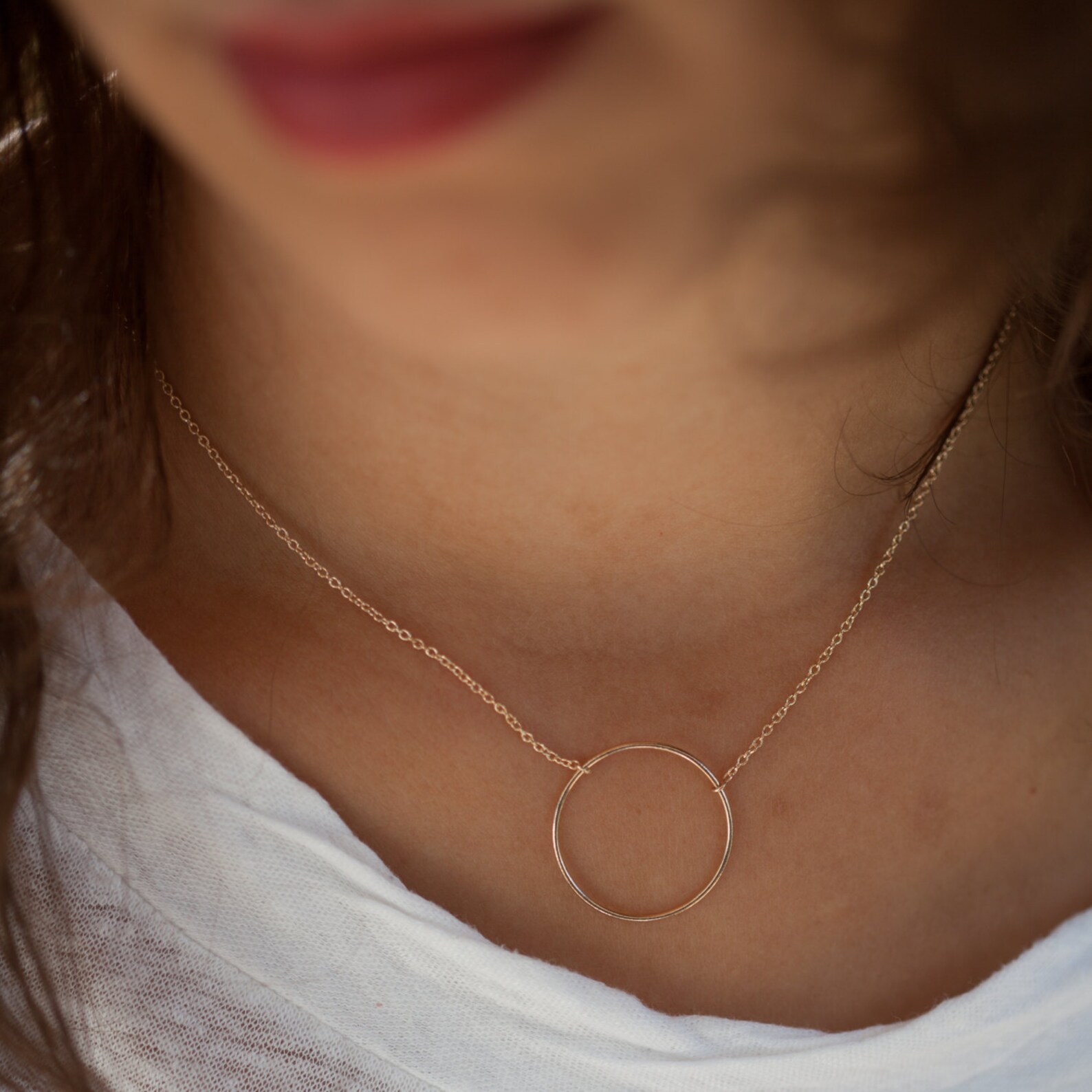 Circle Necklace in Silver or Gold Plated - Etsy