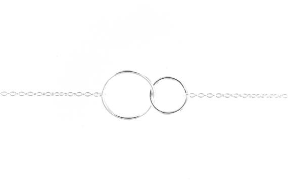 Two Entwined Tiny Circles Bracelet in Sterling Silver or 16k | Etsy