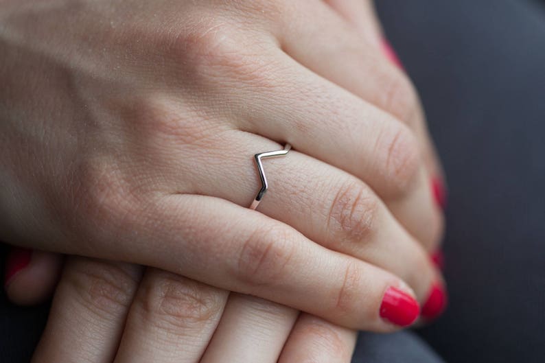 Sterling Silver Open Chevron Ring V Ring Pointy Stacking - Etsy