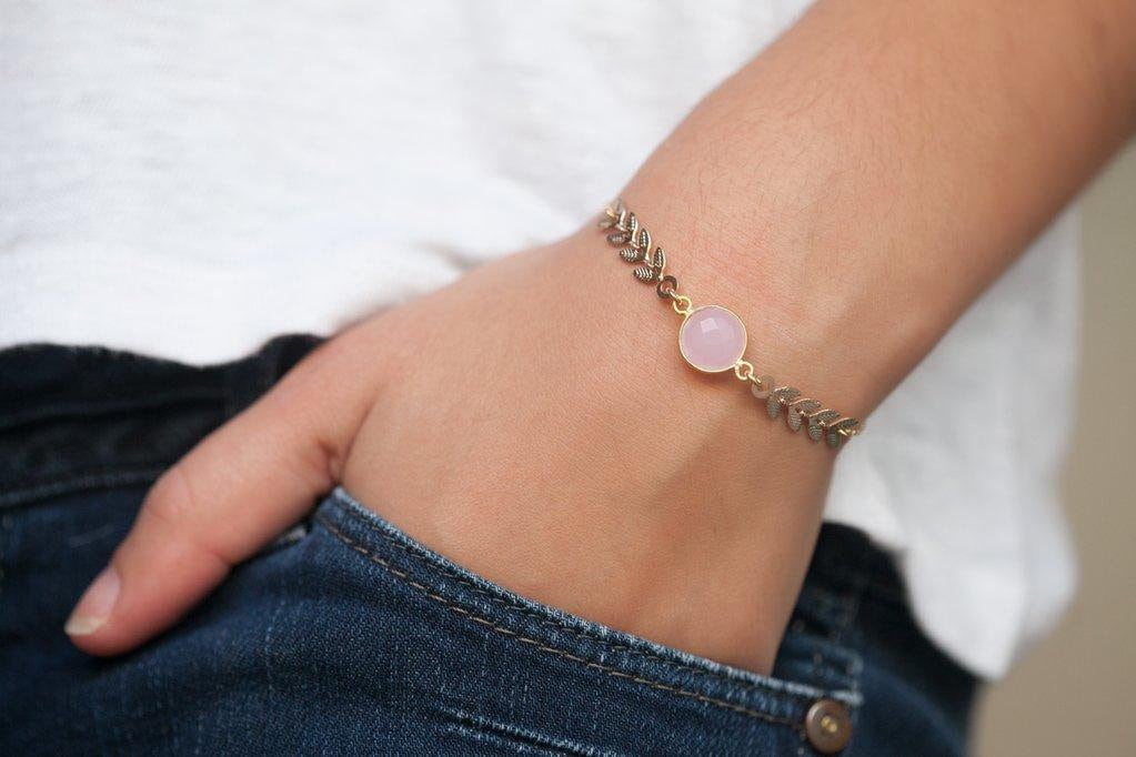 Fishbone Bracelet With Natural Stone Fishbone Chain | Etsy