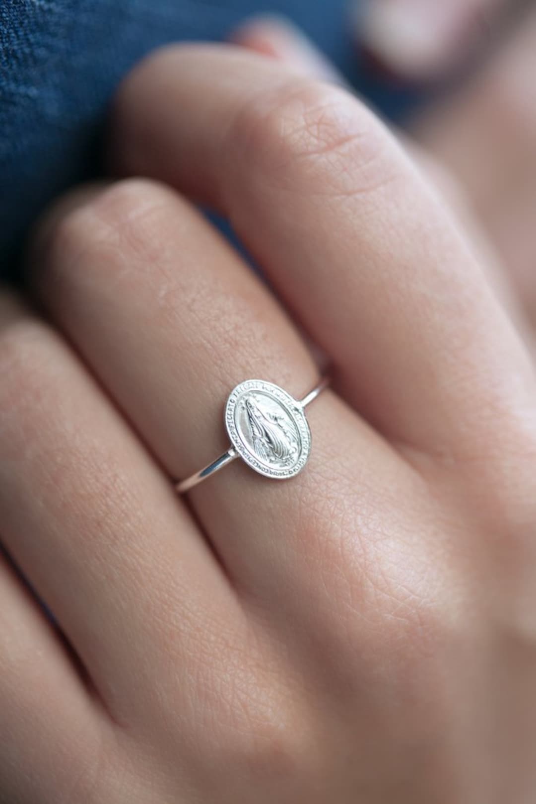 Sterling Silver Ring With Miraculous Medal - Virgin Mary Jewelry ...