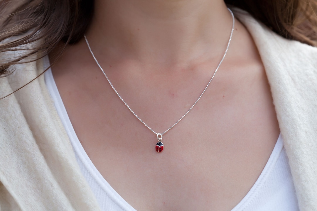 Sterling Silver Ladybug Necklace, Ladybug Necklace, Ladybird Necklace ...