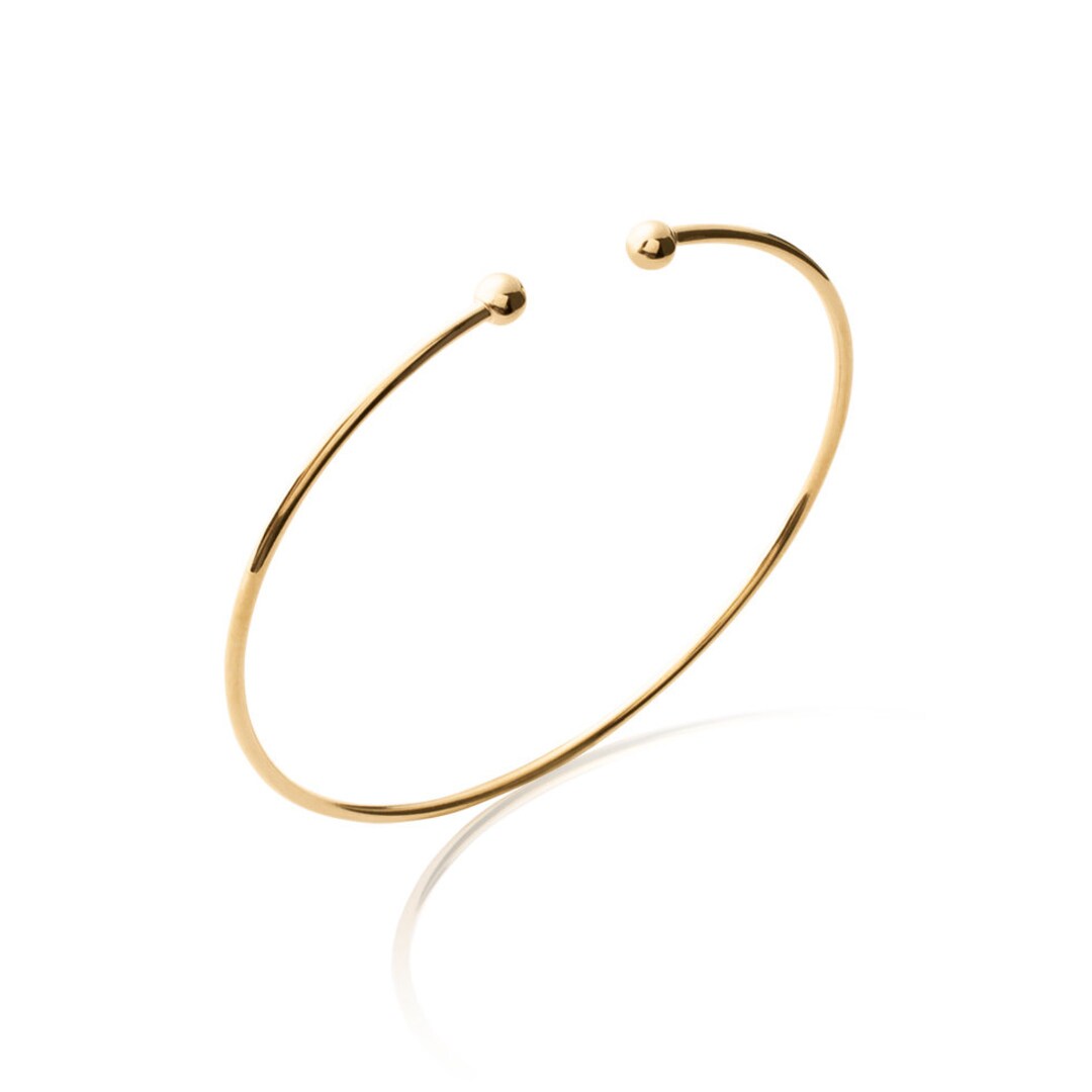 Double Ball Open Cuff - Sterling Silver or Gold Fill - Open Cuff Bangle ...