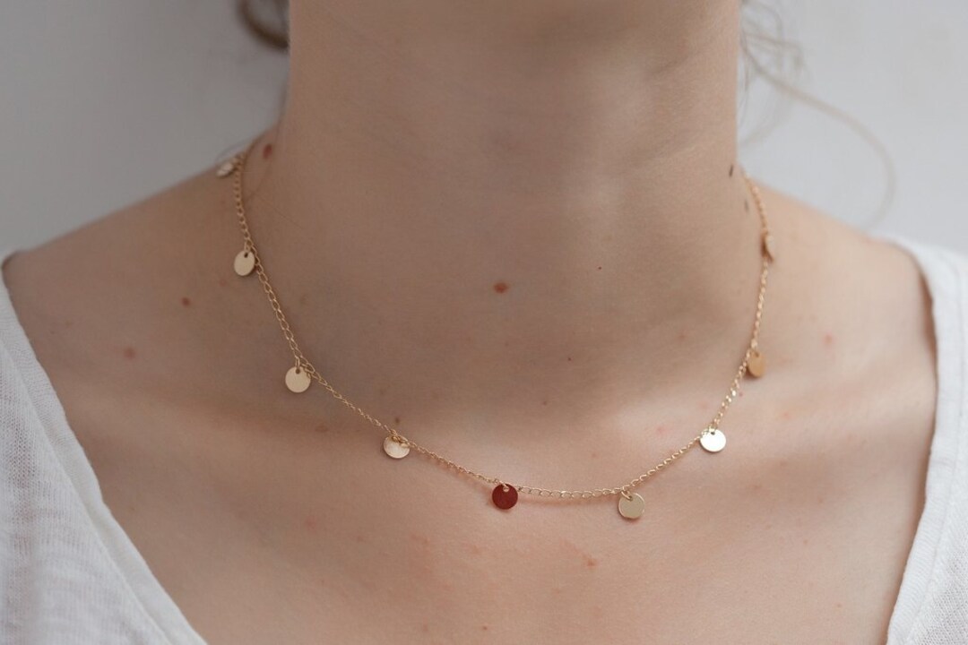 Gold Fill Disc Necklace, Disc Coin Necklace, Holiday Sister or Daughter ...