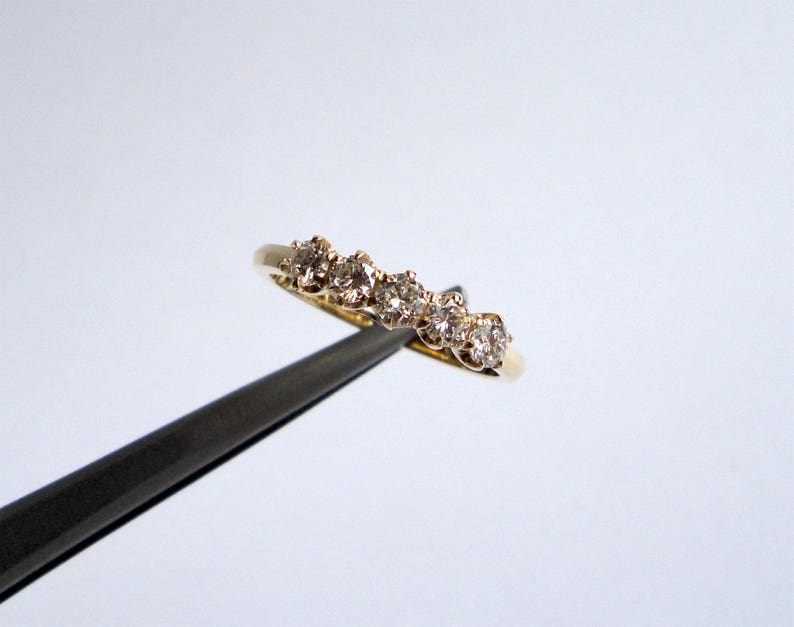 5 Stone Diamond Ring Knife Edge Band Engagement Ring - Etsy