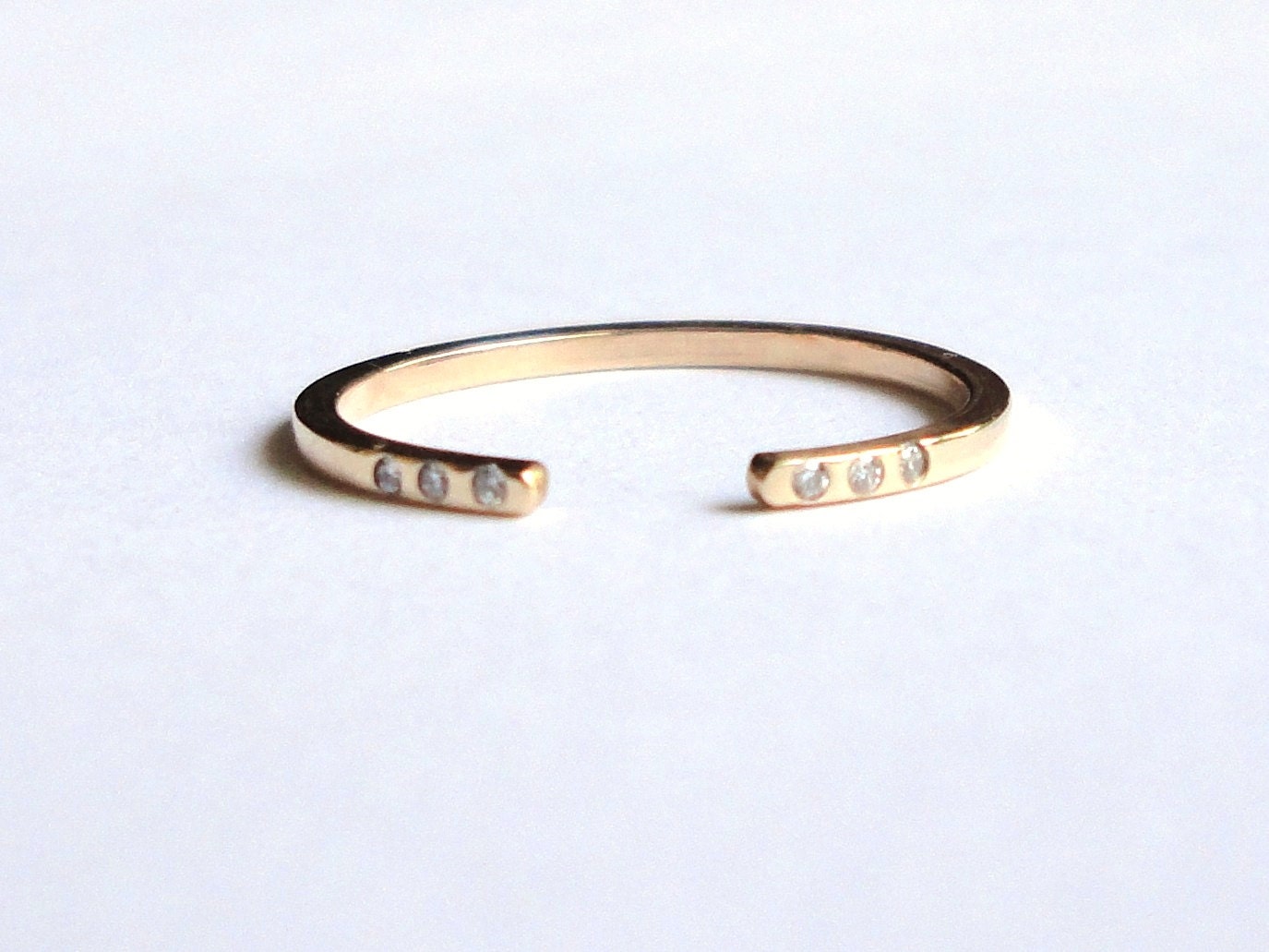 Diamond 14K Yellow Recycled Gold Open Band Wedding Ring - Etsy