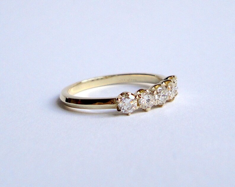 5 Stone Diamond Ring Knife Edge Band Engagement Ring - Etsy