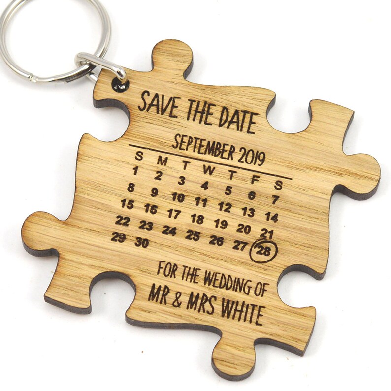 Wedding Save the Date Keyrings Wooden Jigsaw Puzzle Piece | Etsy