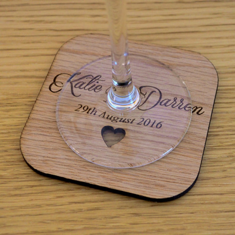 Personalised Wedding Table Coasters - Wooden Favour Place Card Name for ...
