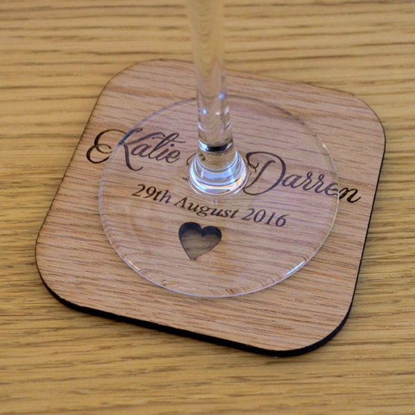 Personalised Wedding Table Coasters - Wooden Favour Place Card Name for ...