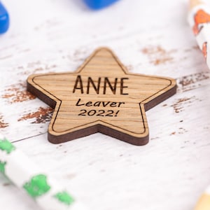 Personalised Christmas Class Name Badges, Wooden Stars, Teacher Pupil ...