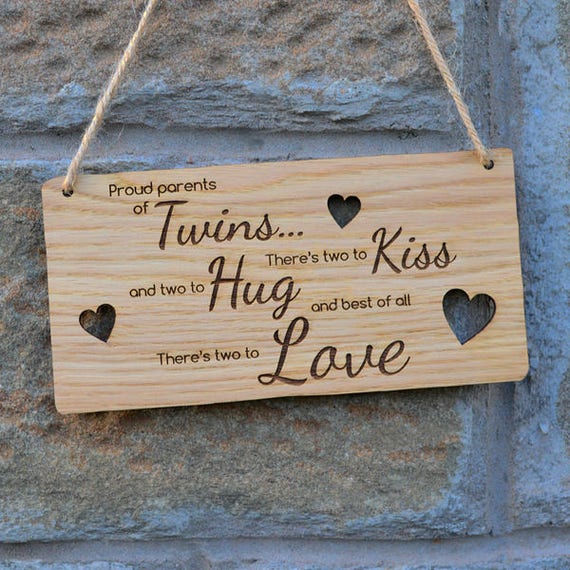 Hanging Wooden Twins Plaque Sign for Parents of Twins Two to | Etsy
