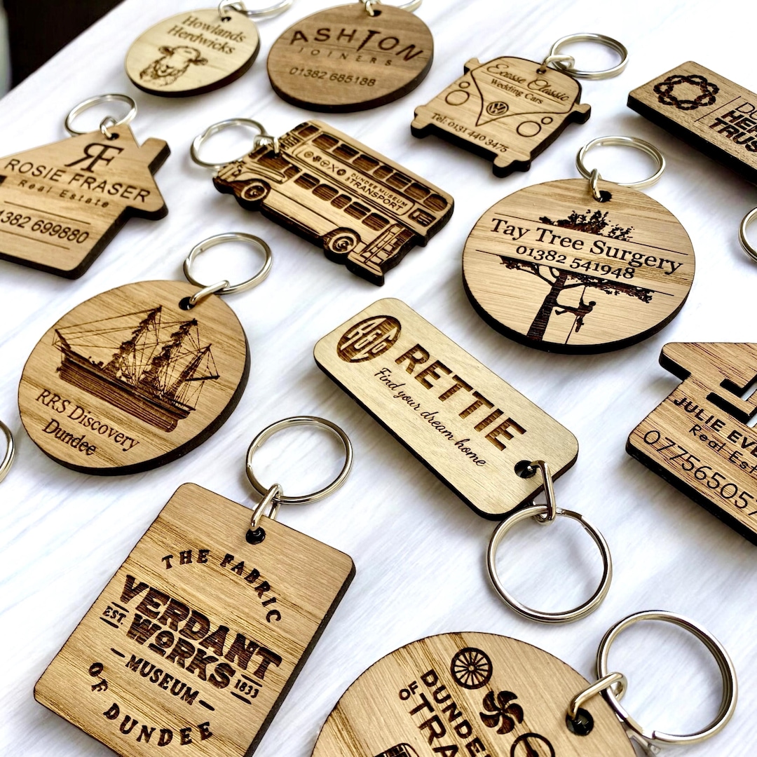 Wooden Keyrings - Custom Size, Logo and Text - for Gift Shops Bulk ...