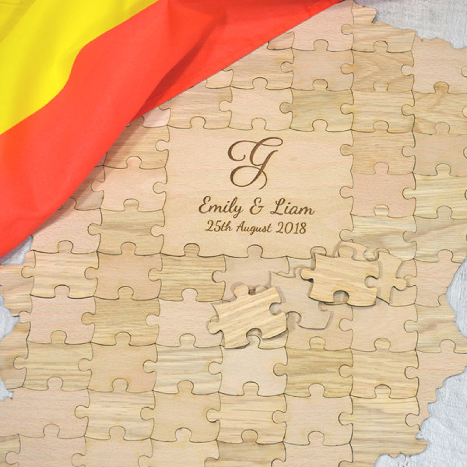 Personalized Spain Shaped Wooden Jigsaw Puzzle Guestbook - Etsy UK