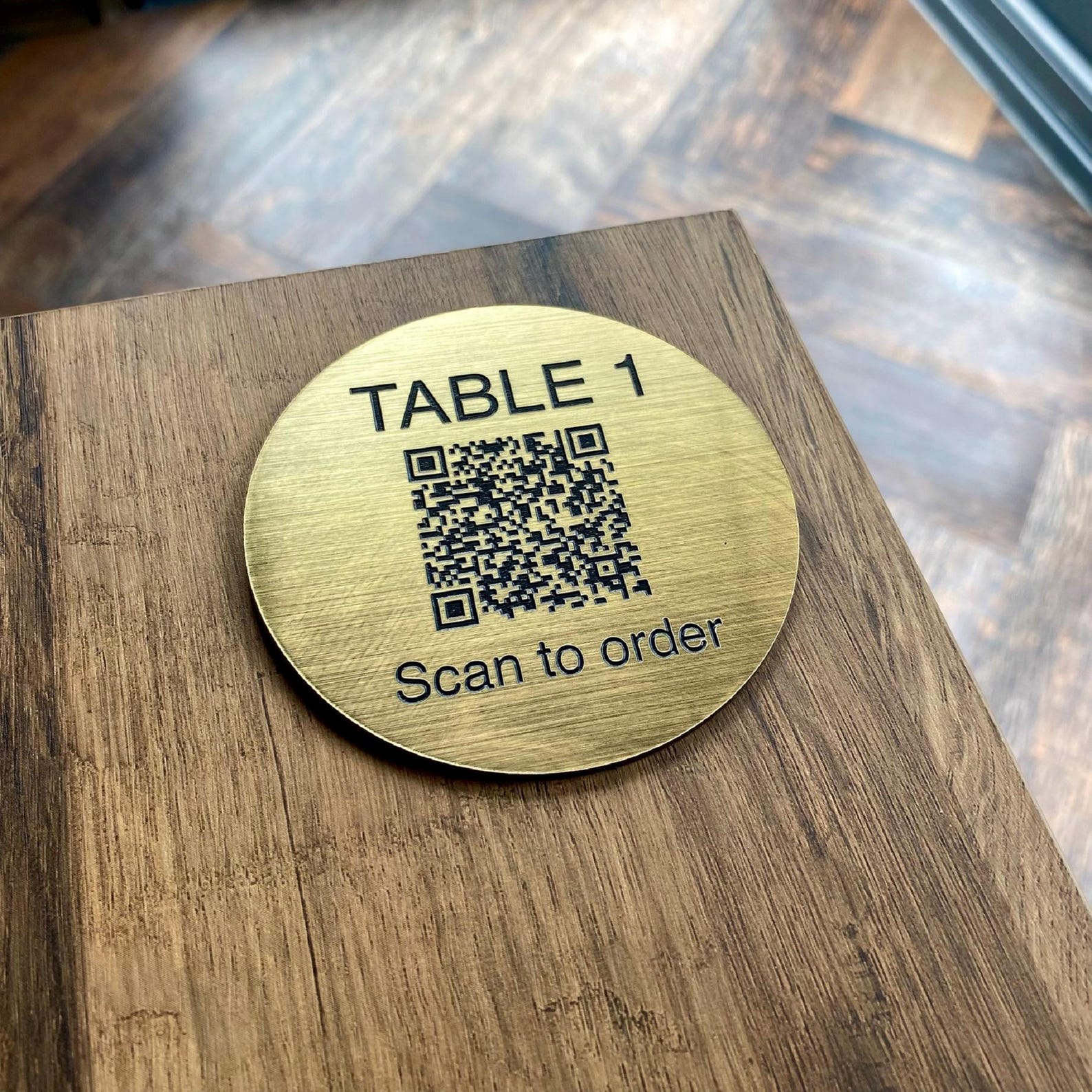 Custom Metal Table Number QR Code Signs Contactless Table Service Self ...
