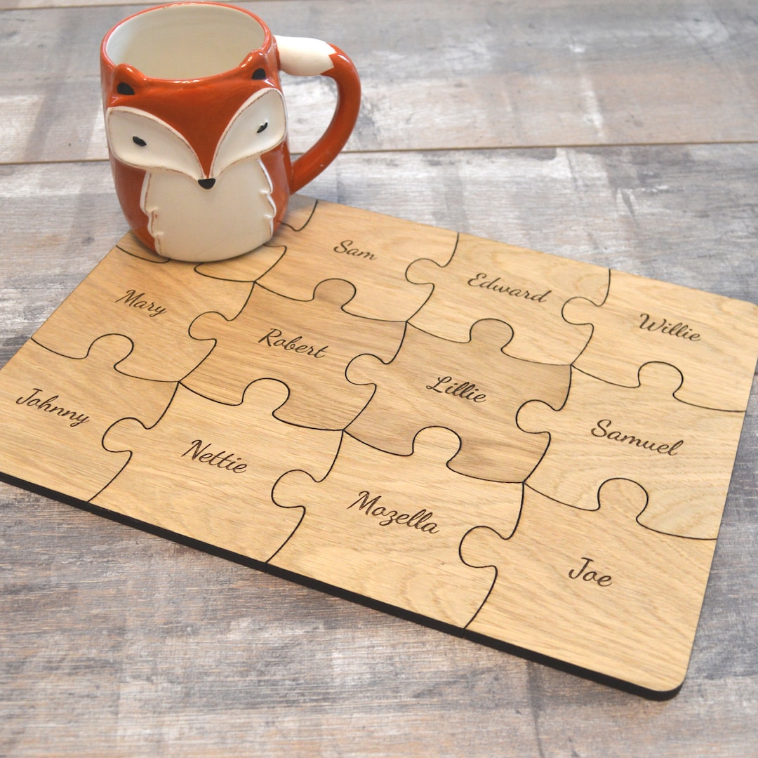 Personalised Wooden Jigsaw Puzzle Coaster Set - Etsy