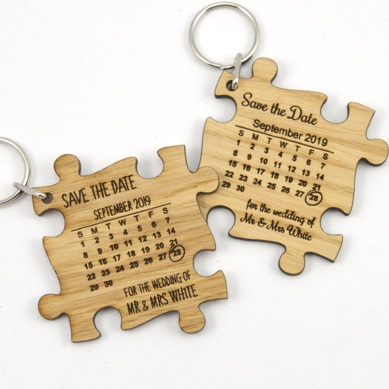 Wedding Save the Date Keyrings Wooden Jigsaw Puzzle Piece - Etsy