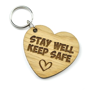Stay Well Keep Safe Wooden Keyring Key Chain Unique - Etsy