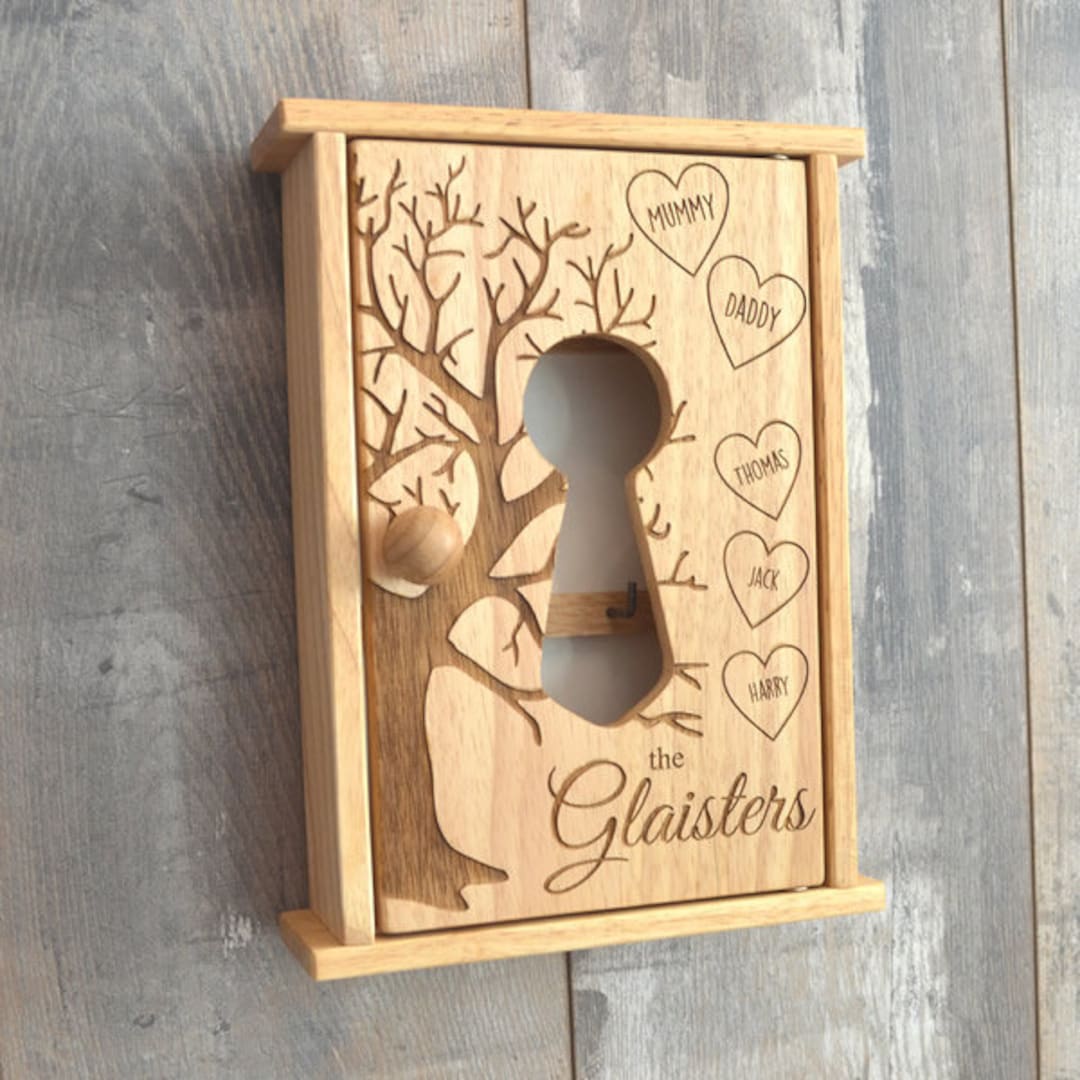 Personalised Family Tree Wooden Key Cabinet Cupboard Unique Gift ...