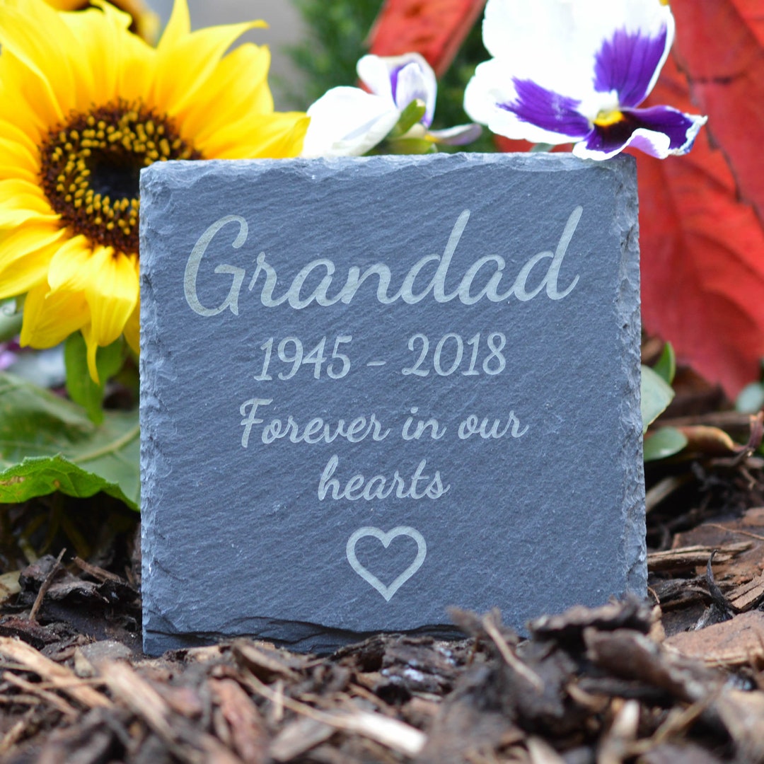 Square Memorial Slate Sympathy Bereavement Gift - Personalised Engraved ...