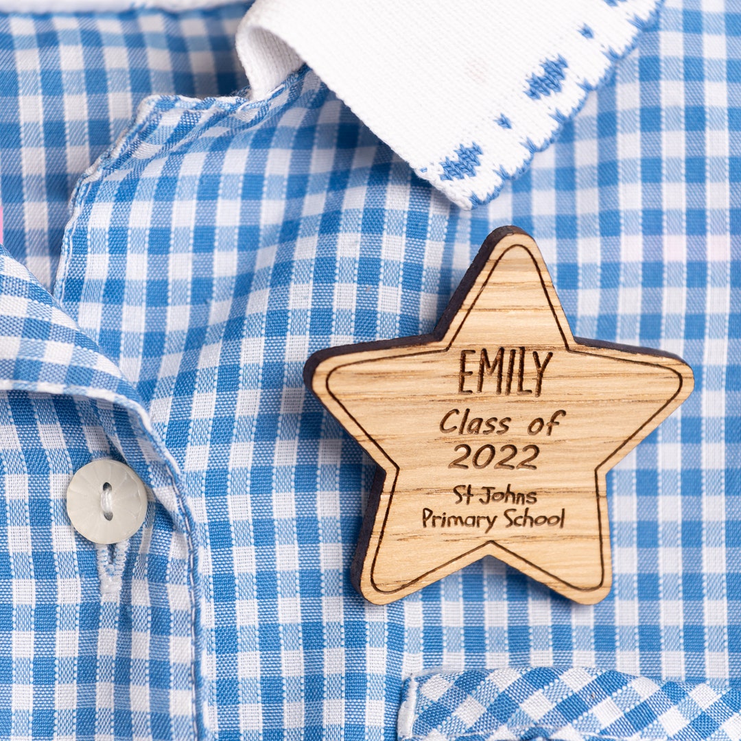 Personalised Christmas Class Name Badges, Wooden Stars, Teacher Pupil ...