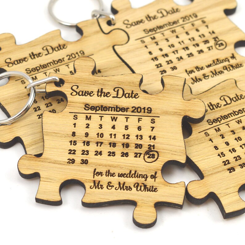 Wedding Save the Date Keyrings Wooden Jigsaw Puzzle Piece - Etsy