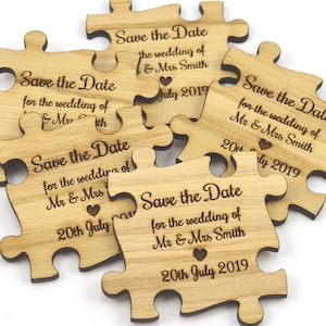 Personalised Wooden Jigsaw Puzzle Save the Dates - Fridge Magnets ...