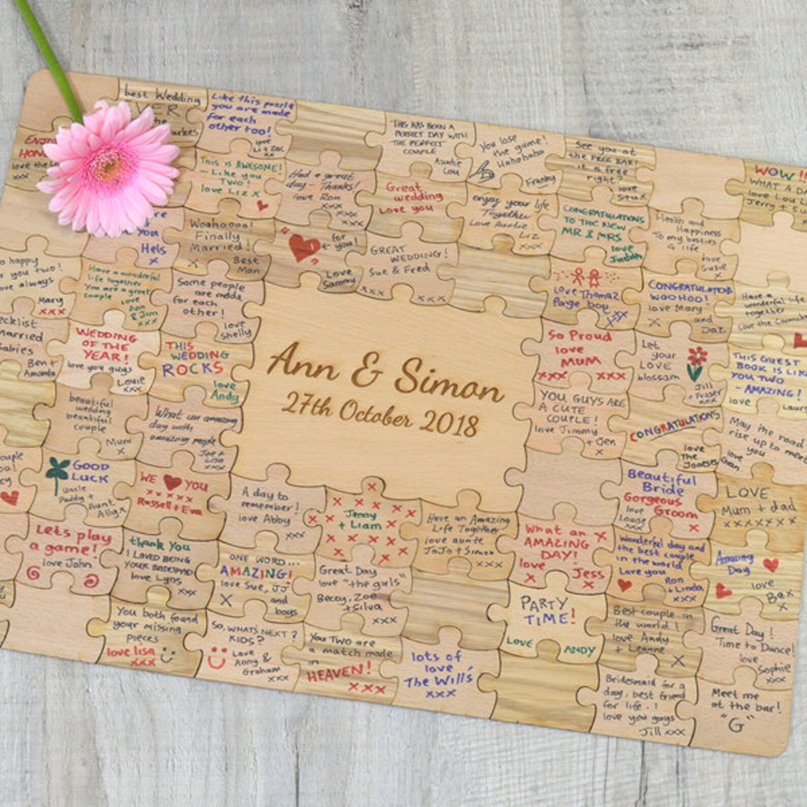 Personalised Wooden Wedding Jigsaw Puzzle Piece Guestbook - Etsy Singapore