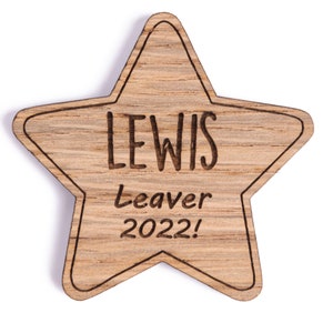 Personalised Christmas Class Name Badges, Wooden Stars, Teacher Pupil ...