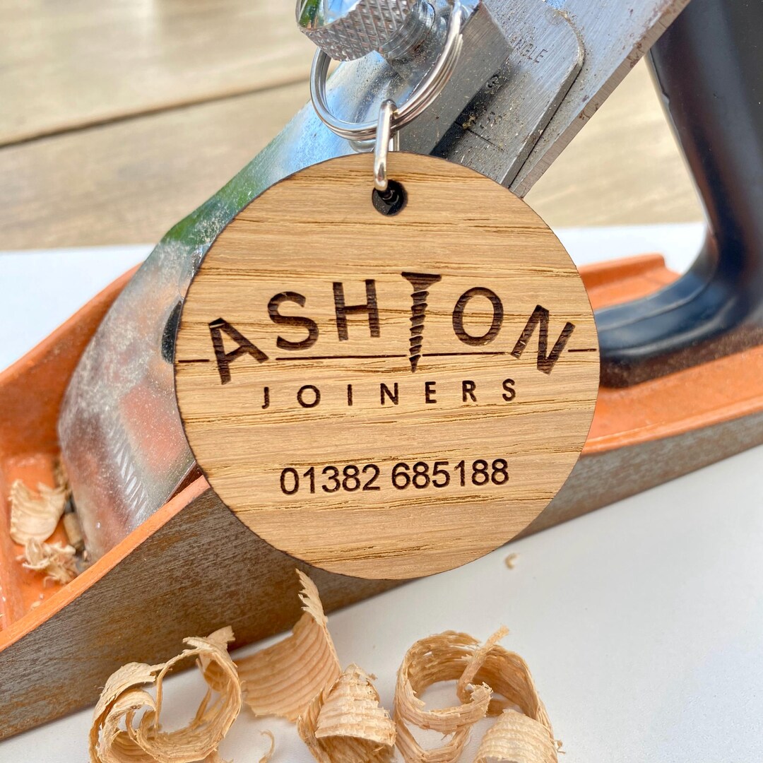 Engraved Wooden Business Card Keyrings - Joiner Carpenter Gift - Etsy