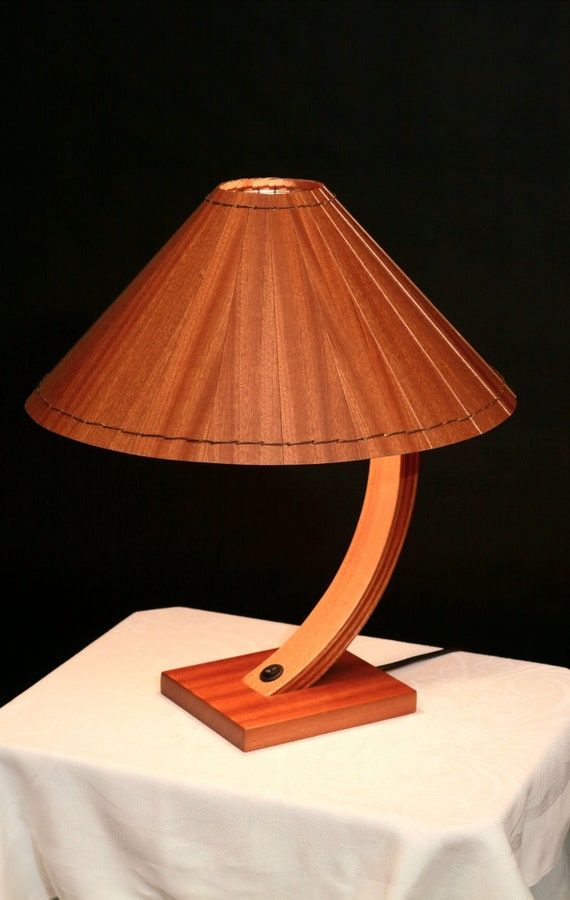 Amigasa Lamp Artistic Solid Wood Arched Base Wood Veneer | Etsy