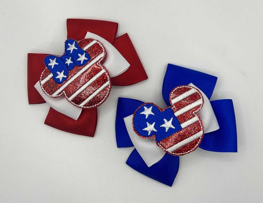 Patriotic Spirit Minnie & Mickey Mouse Boutique Bows - Etsy