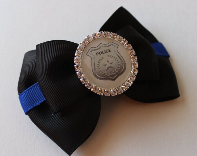 READY TO SHIP Thin Blue Line Law Enforcement Inspired Bow - Etsy