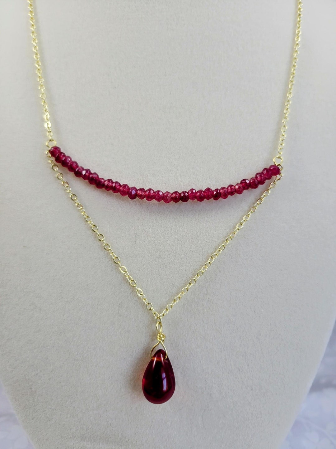 Red Jade With Teardrop Necklace - Etsy