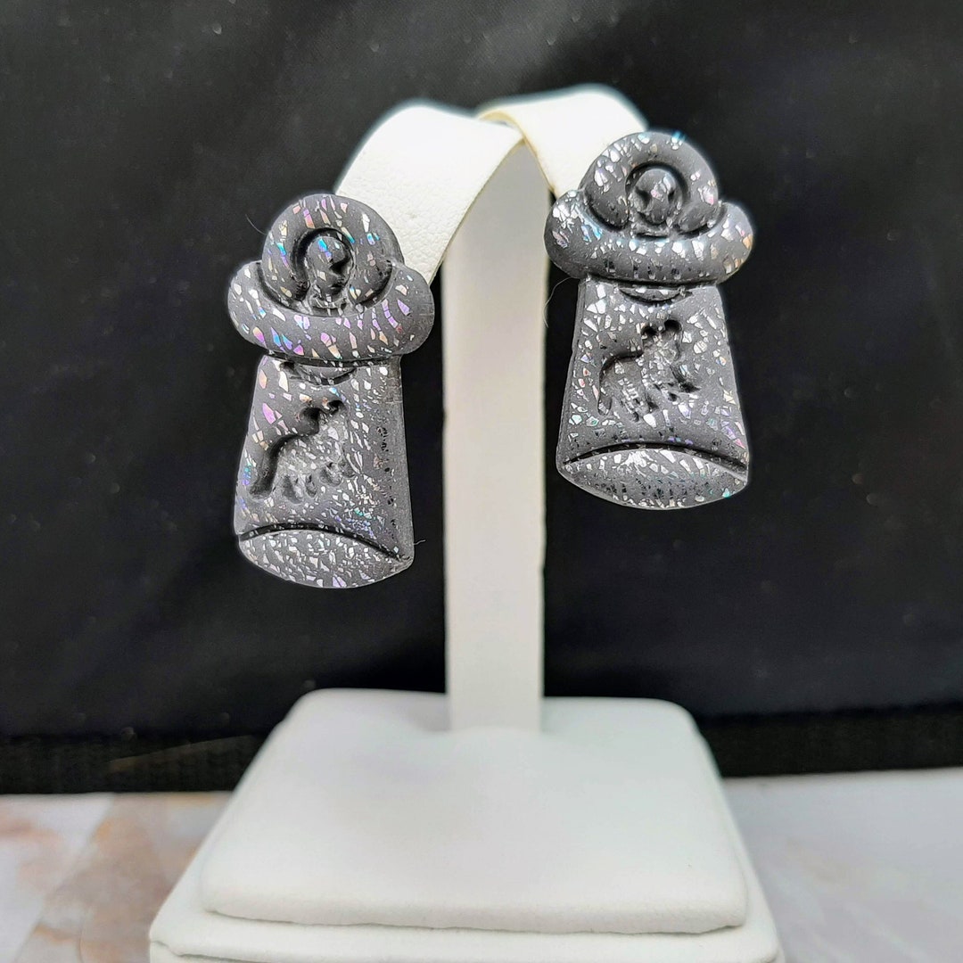 Alien Abduction Ear Studs | Polymer Clay Alien Earrings - Etsy